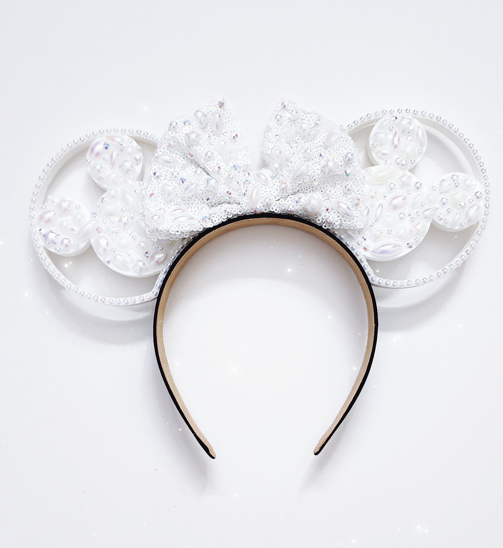 Iridescent pearl Mouse shapes/rhinestones/pearl style – Magic Mountain Ears